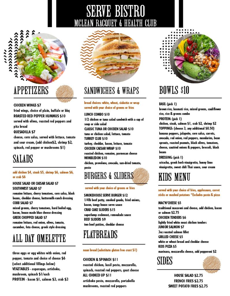 Serve Bistro - McLean Racquet & Health Club