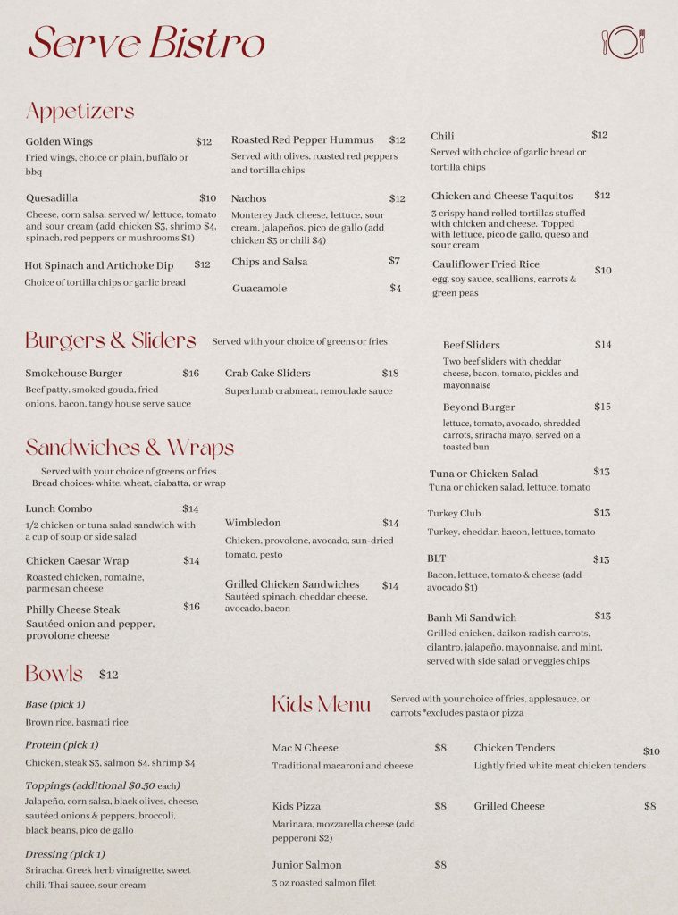 Serve Bistro - McLean Racquet & Health Club